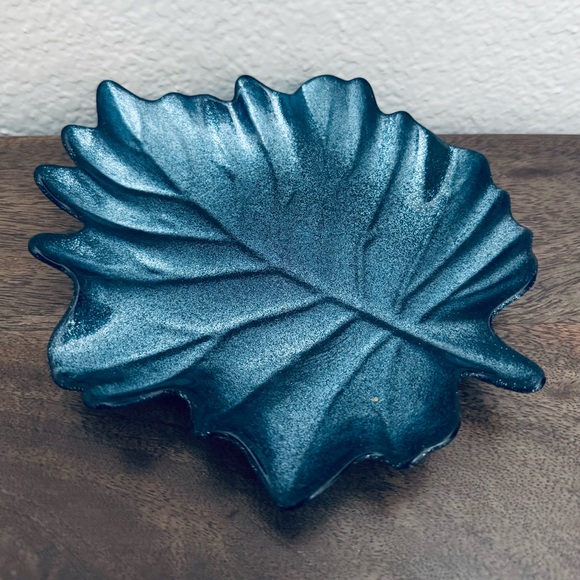 Accents | Sparkling Blue Glitter Fall Autumn Leaf Trinket Tray Decor ...